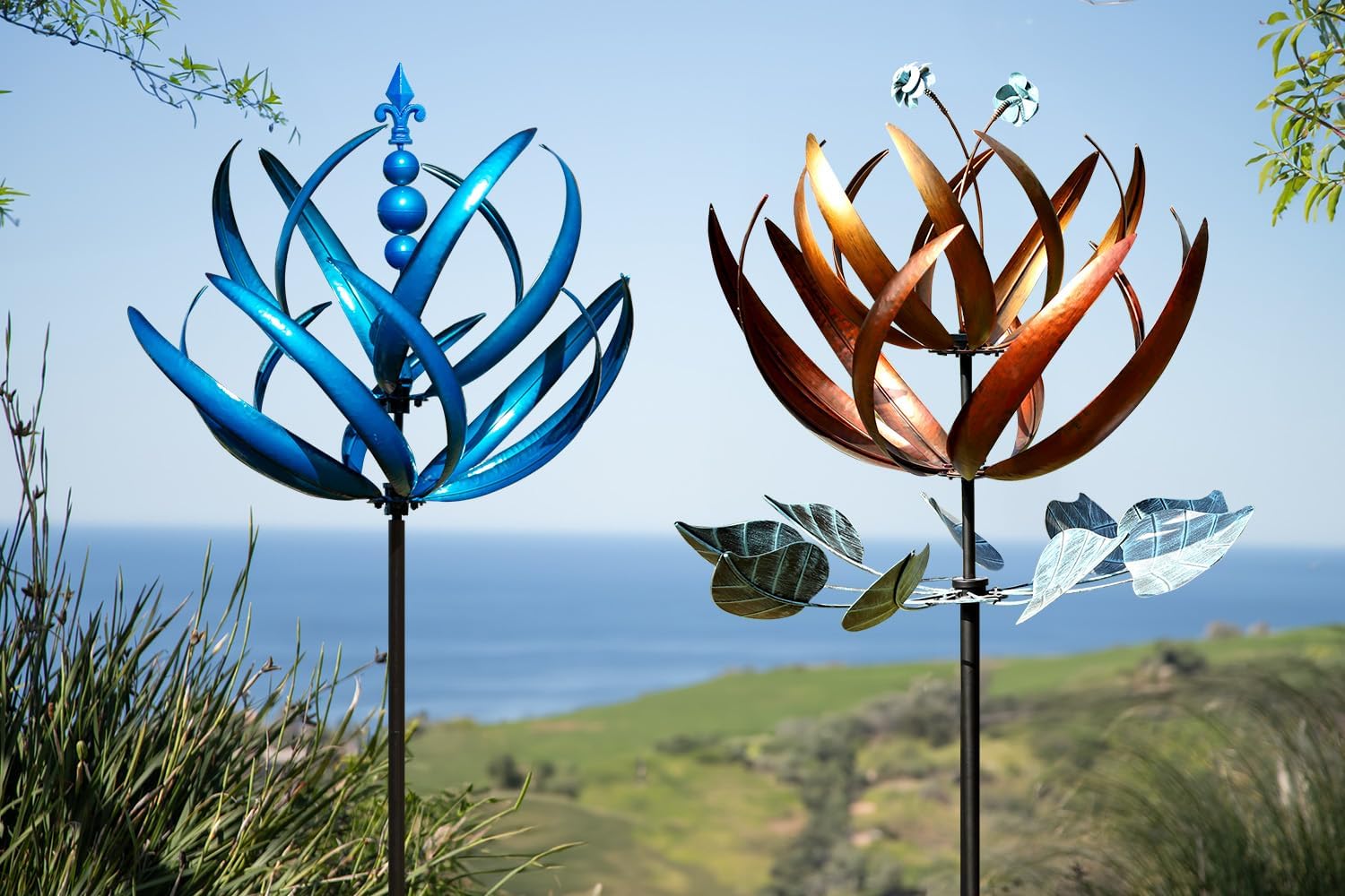 Amazon.com: LimeHill Large Metal Lotus Wind Spinners Outdoor (Two ...