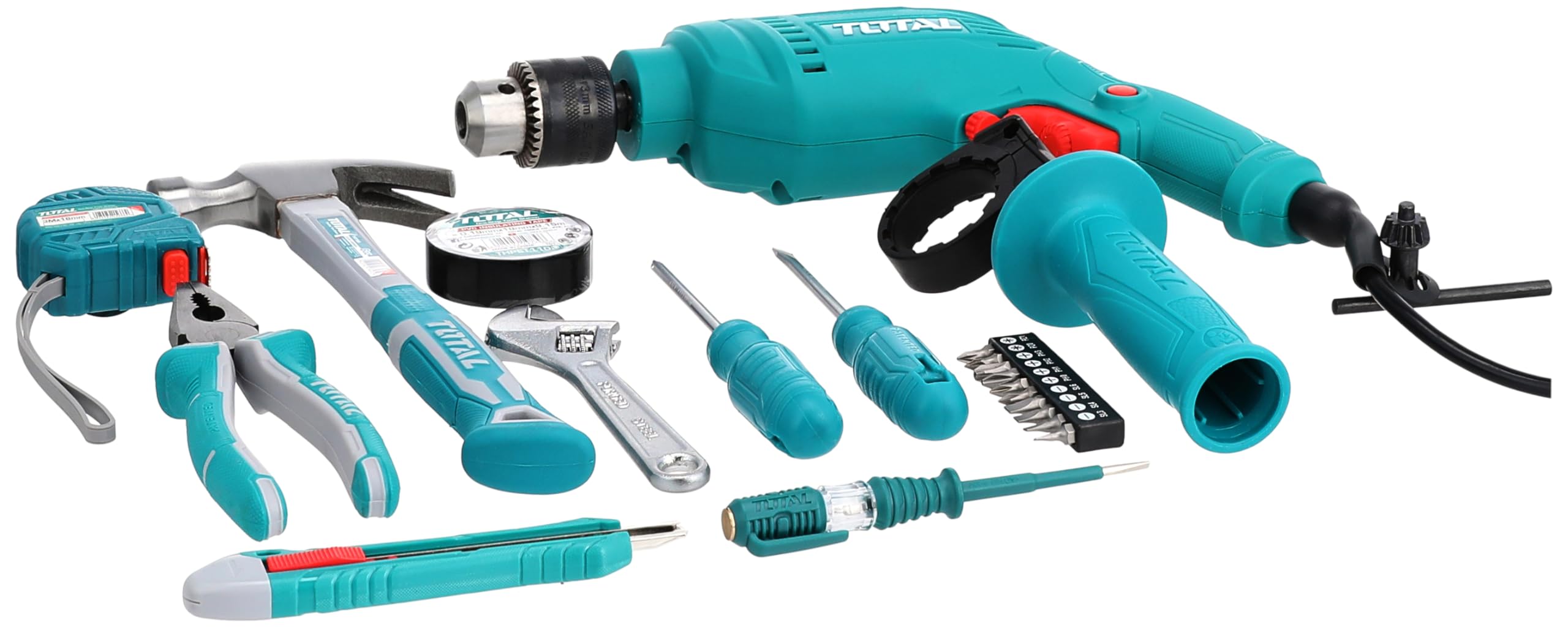 طقم عدة وشنيور من توتال تولز مكون من 115 قطعة بجهد 680 وات، موديل ...