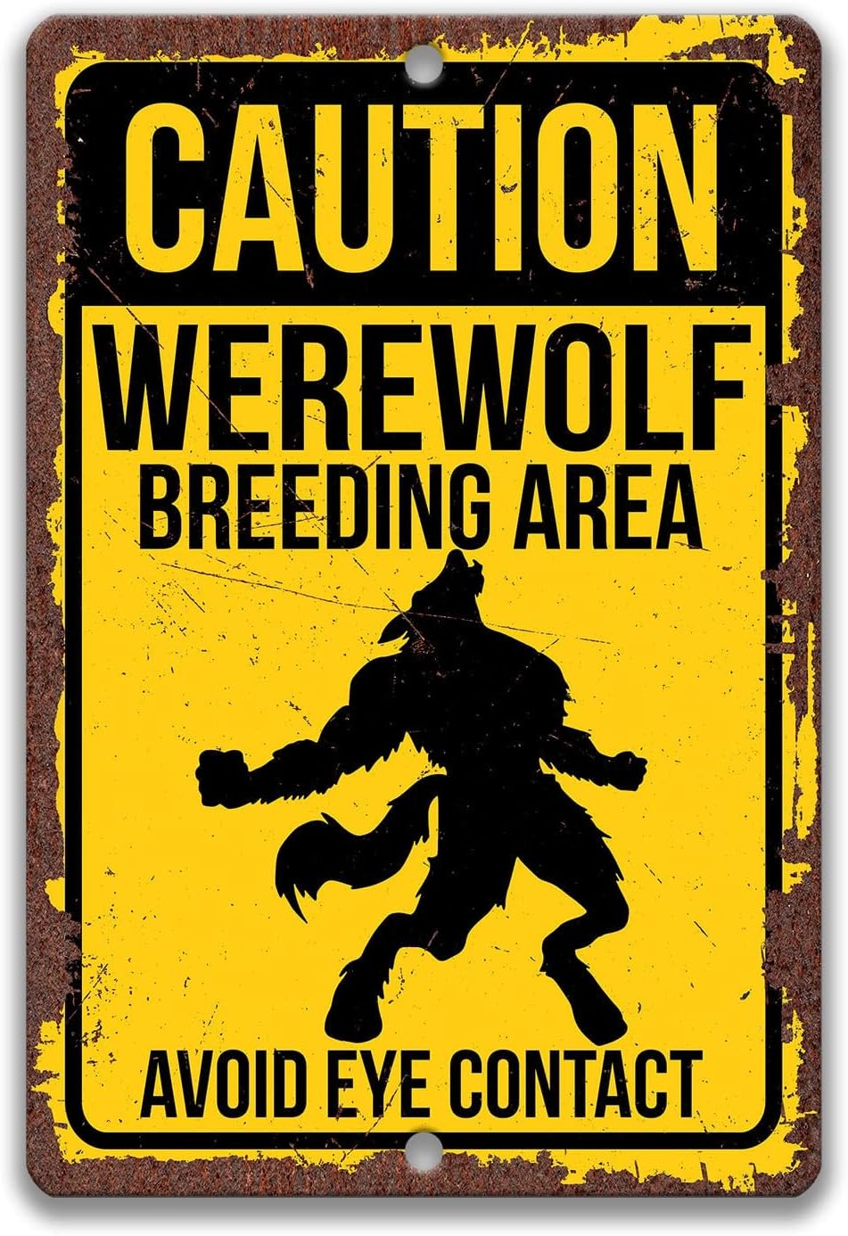 Amazon.com: Werewolf Sign, Werewolf Breeding Area Metal Tin Sign Funny ...