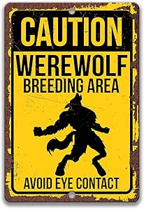 Amazon.com: Werewolf Sign, Werewolf Breeding Area Metal Tin Sign Funny ...