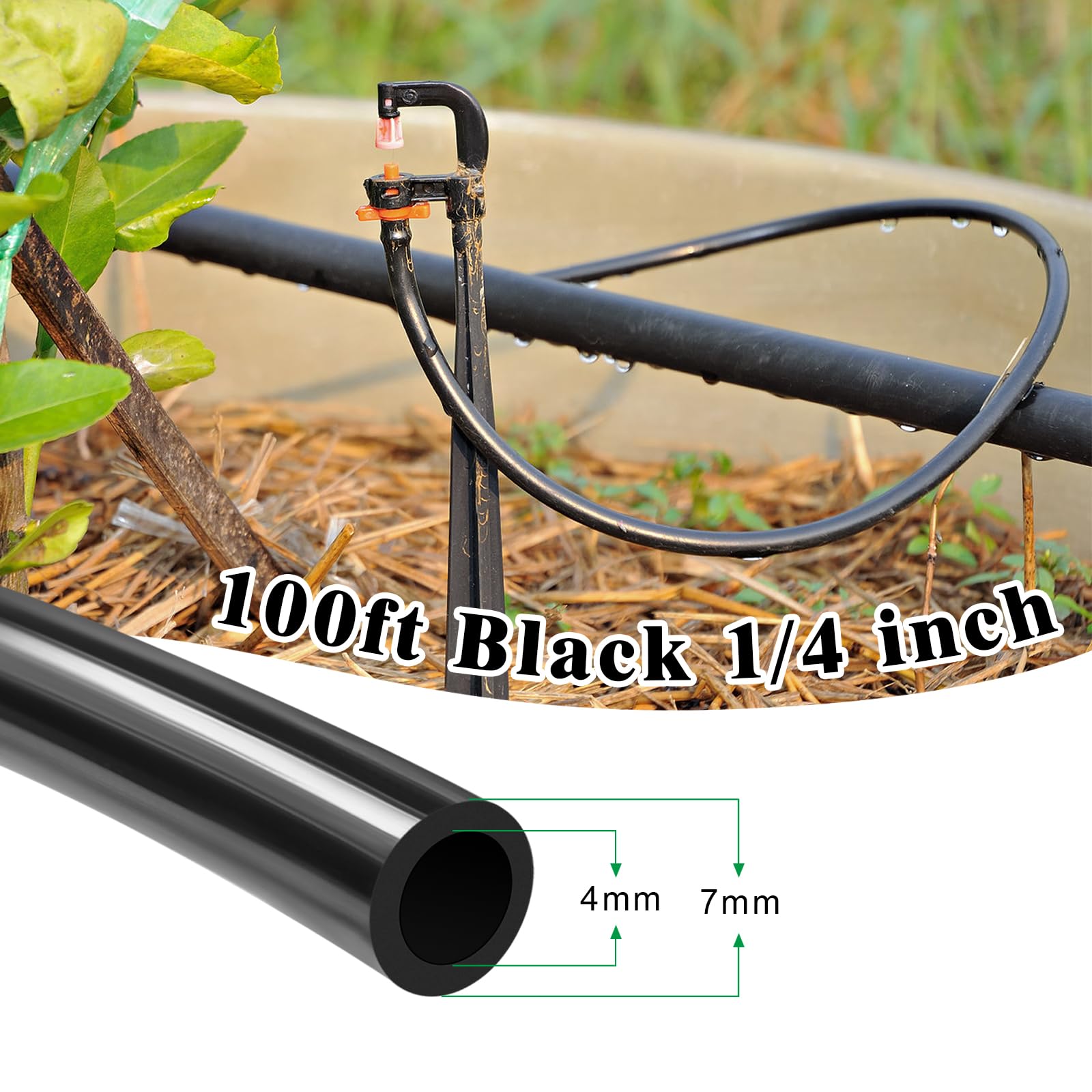 Snapklik.com : 100ft 1/4 Inch Blank Drip Irrigation Tubing,1/4 ...