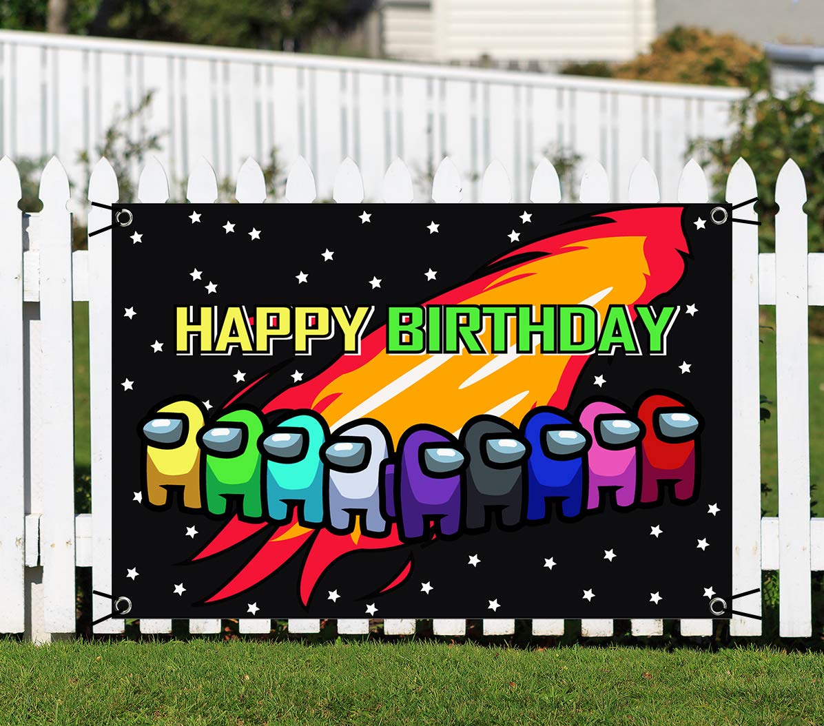 Buy Among us Birthday Decoration-Black Happy Birthday Backdrop,Im Game ...