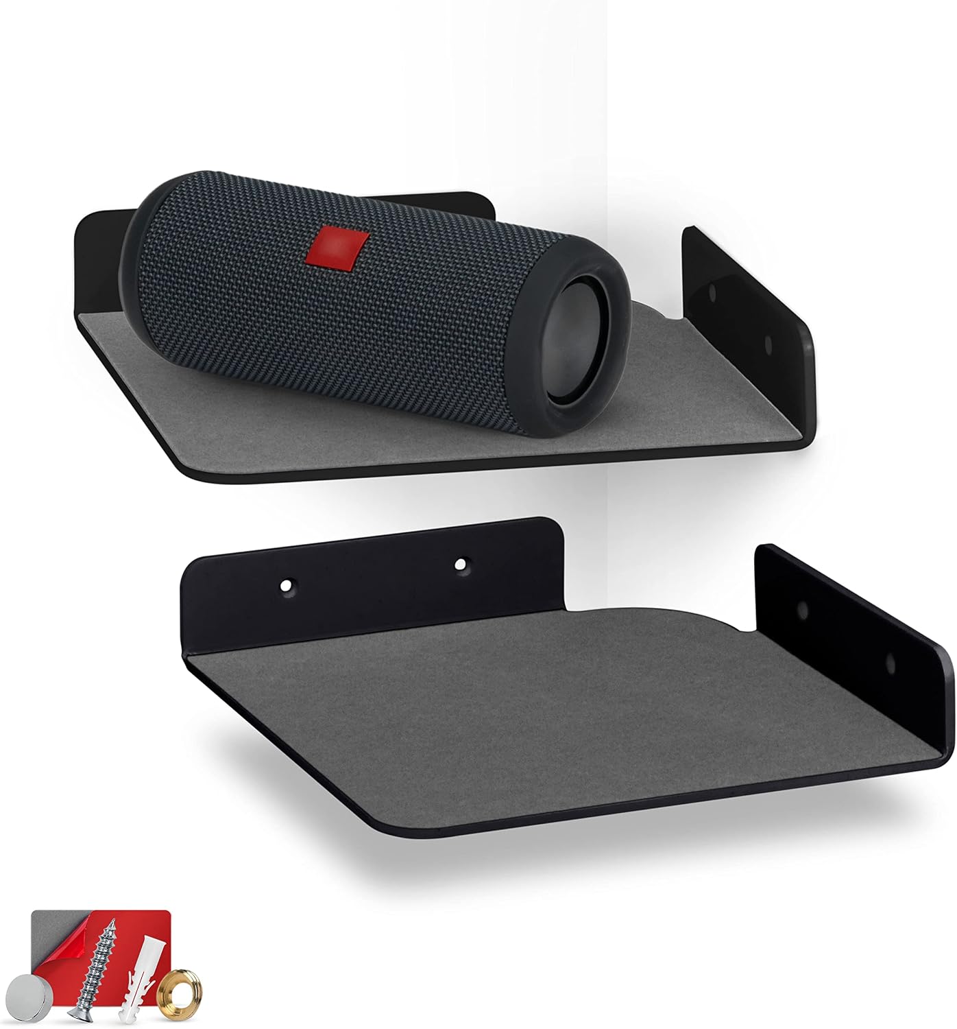 BRAINWAVZ 2-Pack 8” Corner Floating Shelf for Speakers, Books, Decor ...
