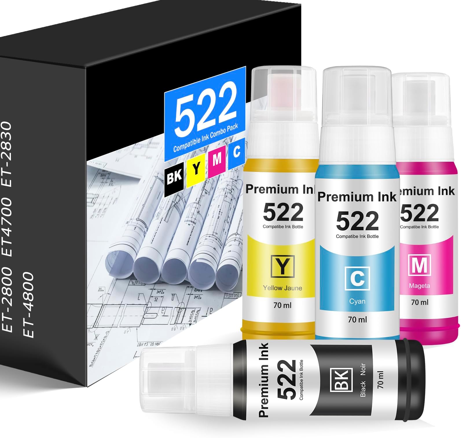 Amazon.com: 522 Ink Refill Bottle - Replacement for Epson 522 Ink ...
