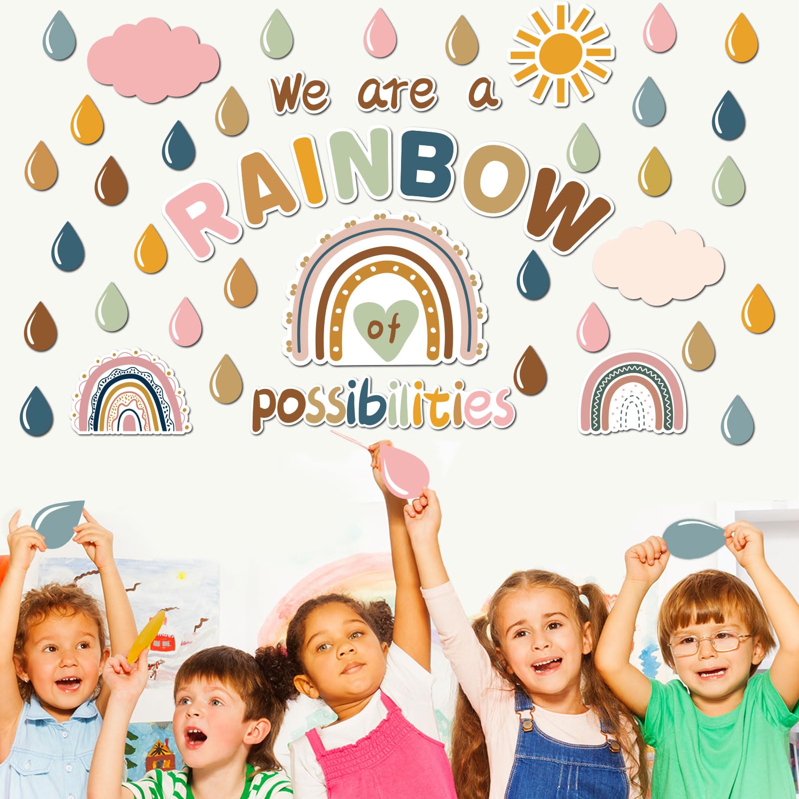 Snapklik.com : Boho Rainbow Bulletin Board Set Decorations We Are A ...