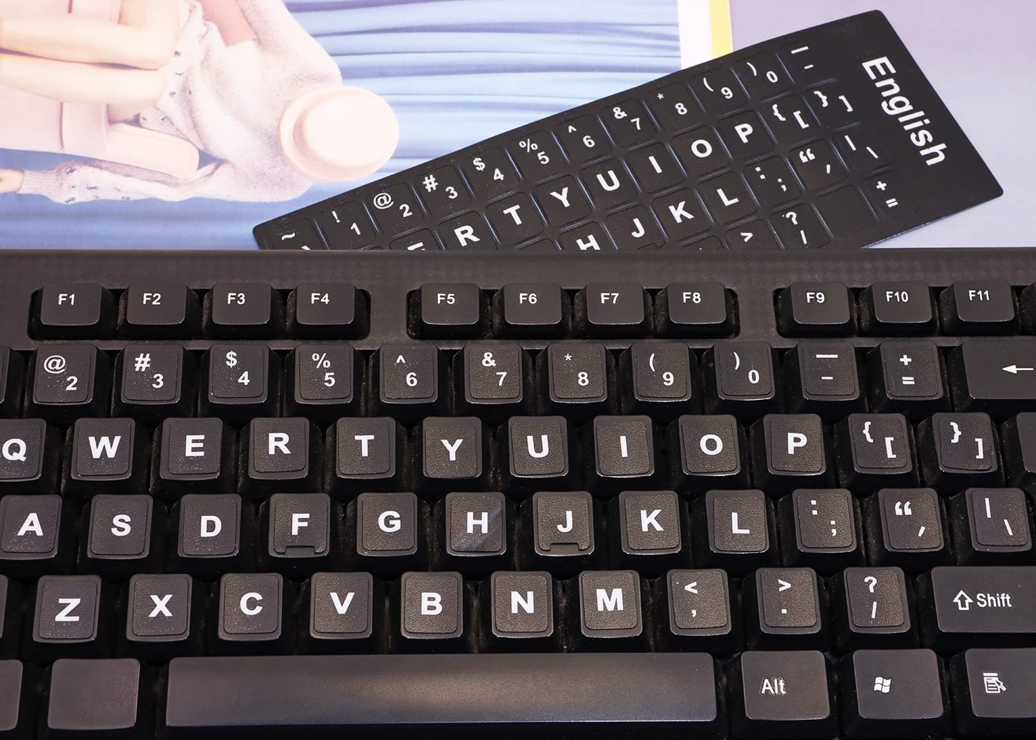 Keyboard Letter Stickers ONLYKXY 3-Pack - Black Background White ...