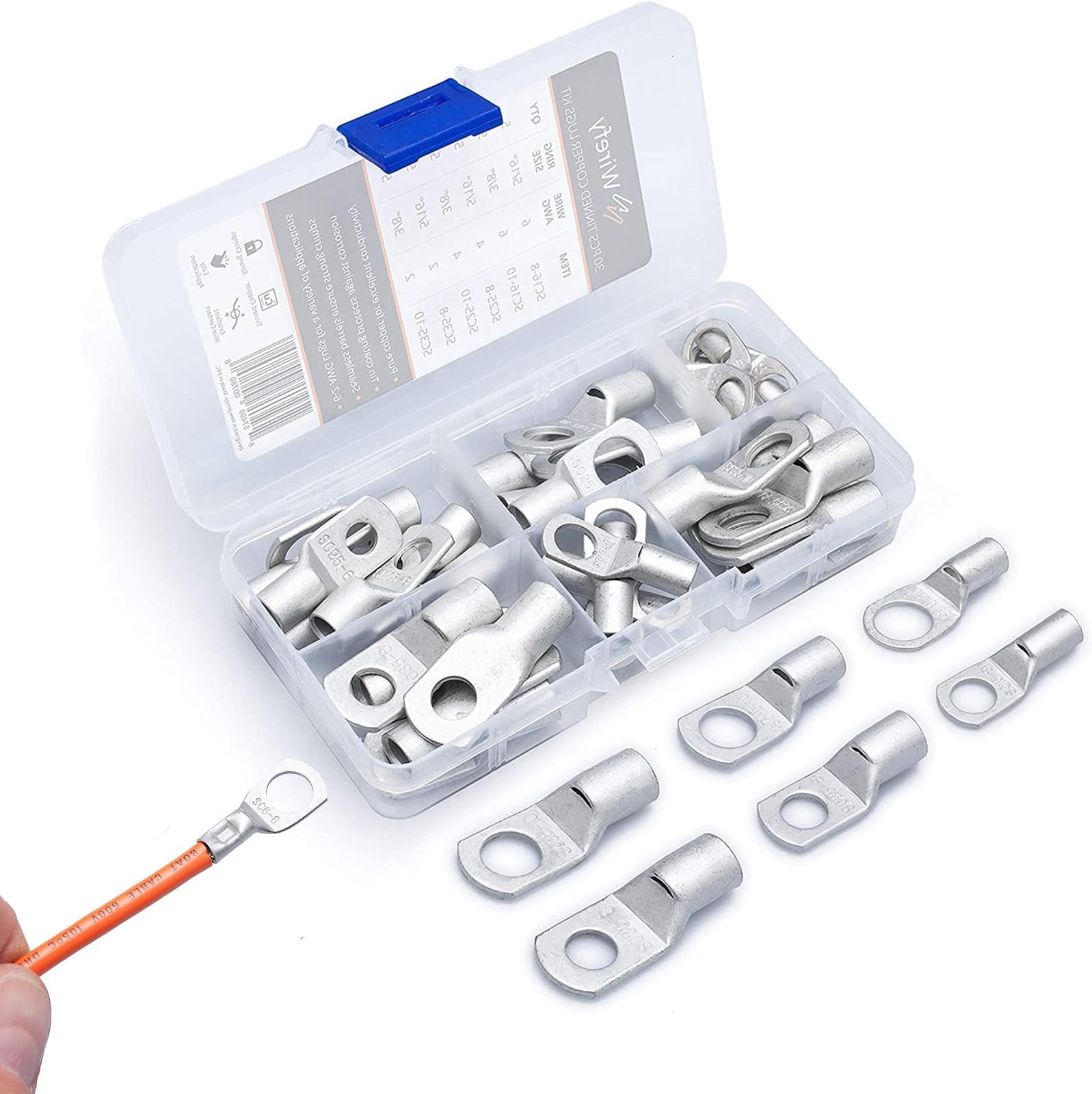 Bolivia's 30 PCS Battery Cable Lugs Kit, Heavy Duty Tinned Copper Wire ...