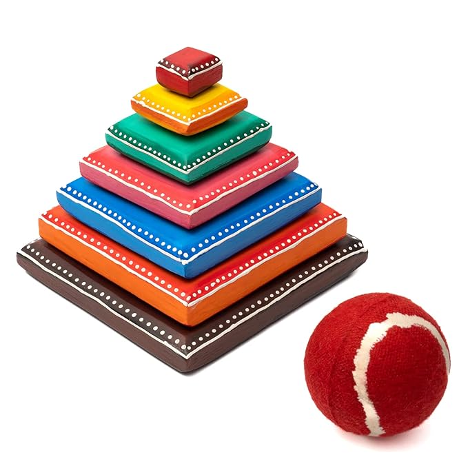 Buy TOOLART Wooden 7 Pieces Traditional Indian Handmade Outdoor Game ...