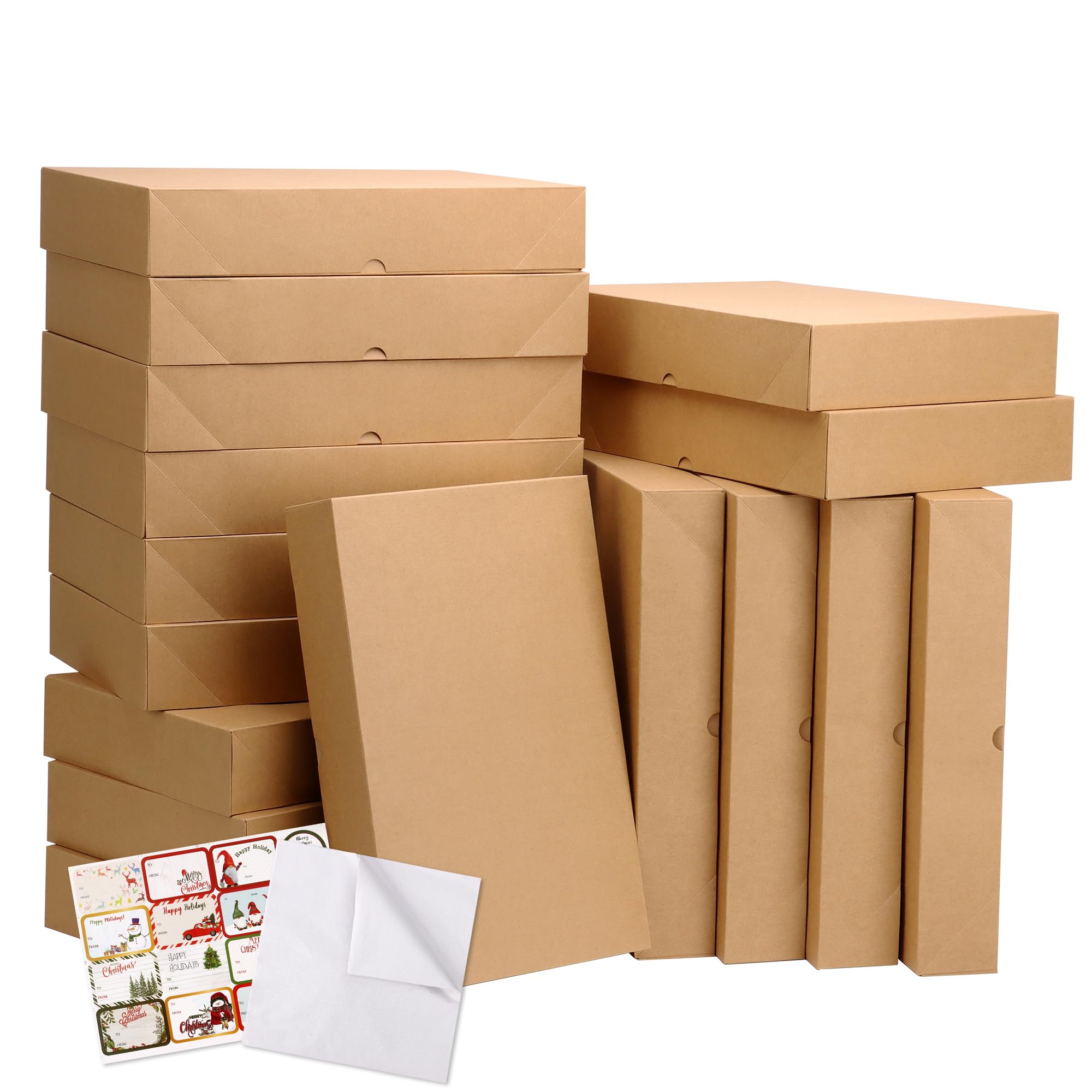 16 Pack Kraft Gift Wrapping Boxes with Lids-Christmas Shirt Boxes ...