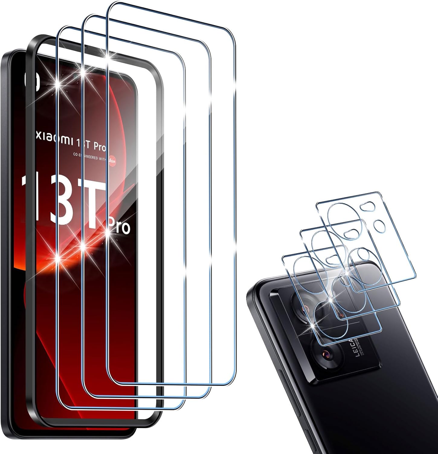 HidWee Pellicola Protettiva Compatibile con Xiaomi 13T/Xiaomi 13T Pro, 3 Vetro Temperato + 3 ...