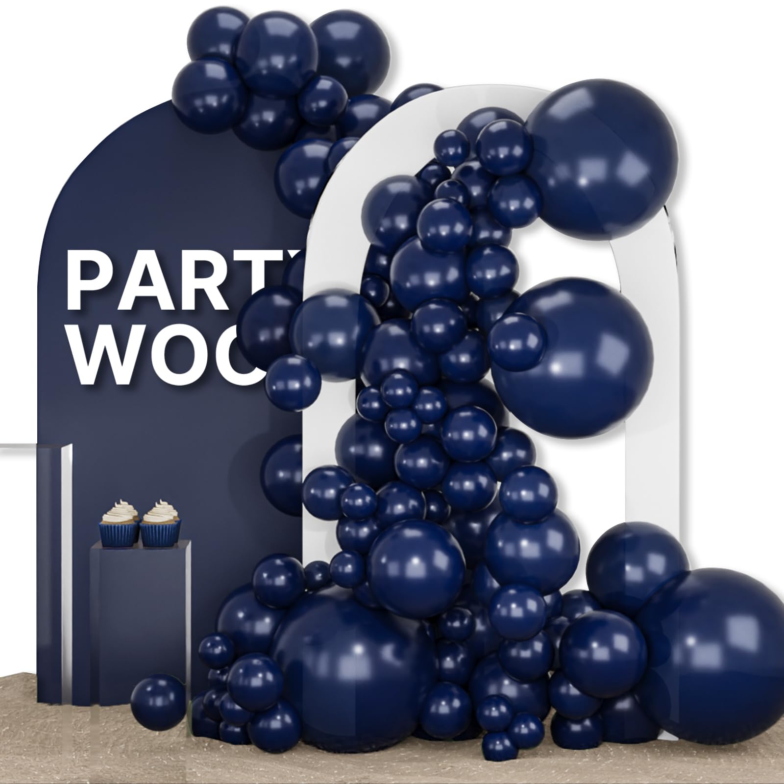 Amazon.com: PartyWoo Navy Blue Balloons 155 pcs Pearl Navy Balloons ...
