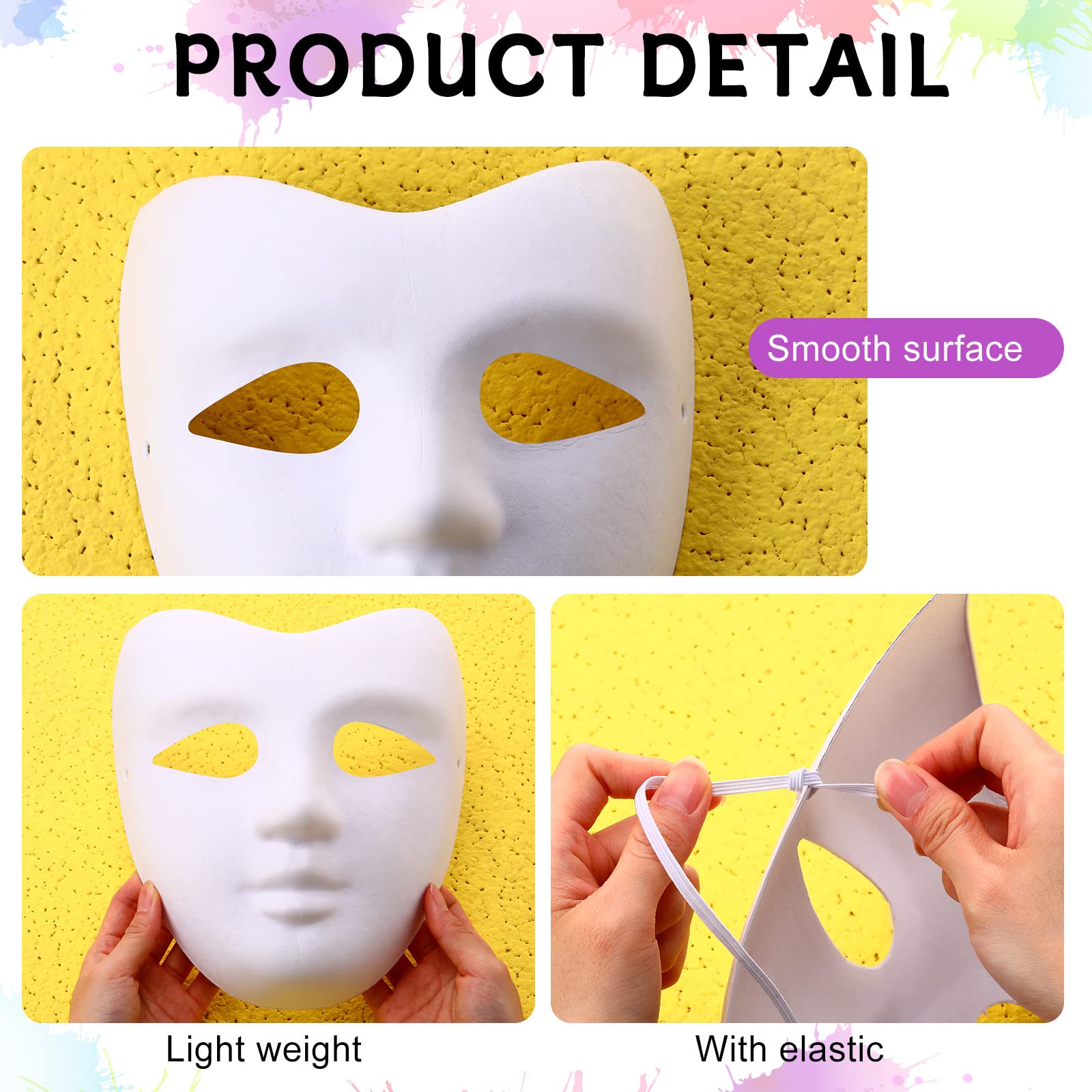 50 Pieces White Craft Mask Paper Mache Mask White DIY Mask Blank ...