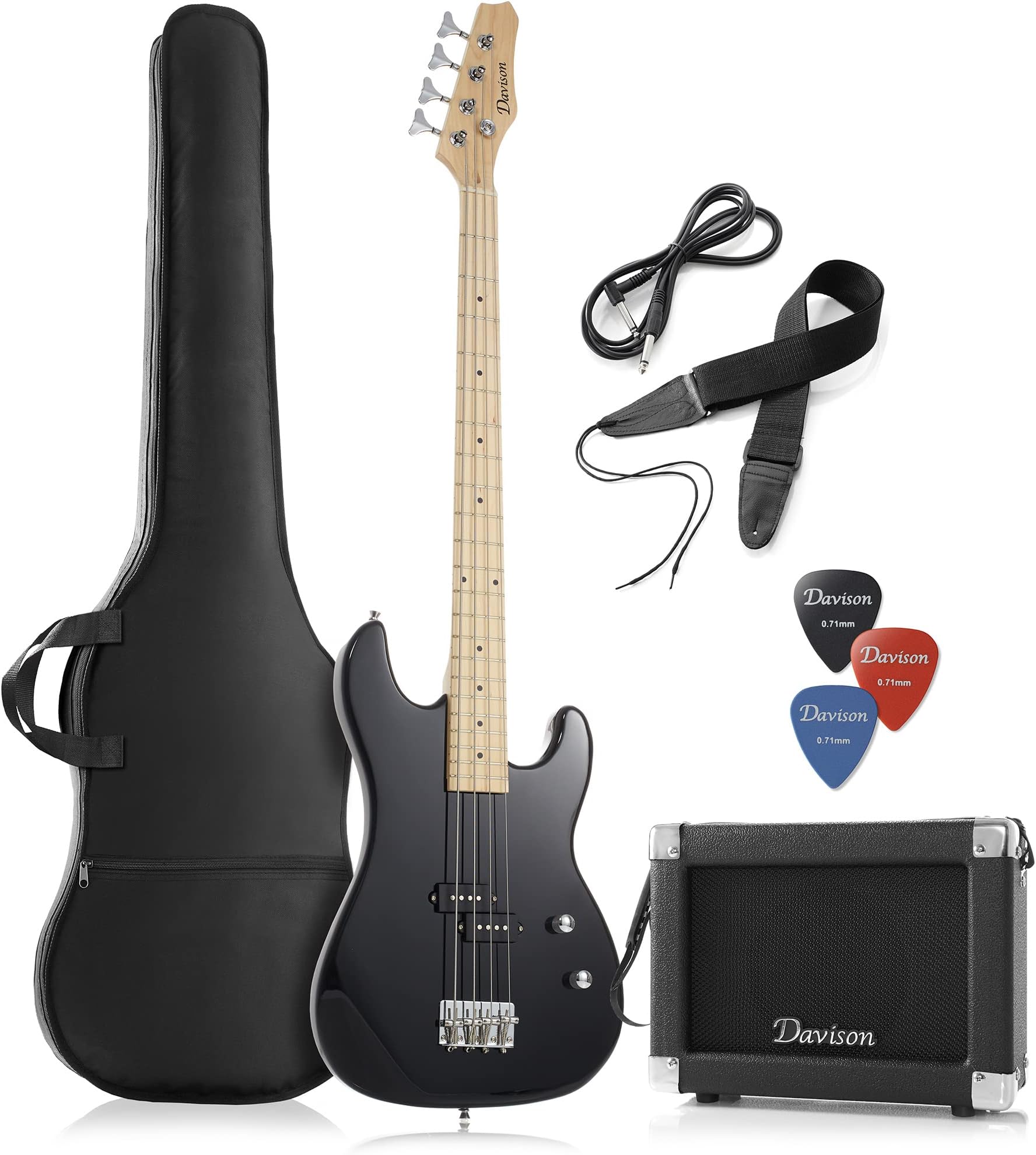Amazon.com: Silvertone LB11 Bass Guitar and Amp Package, Liquid Black ...