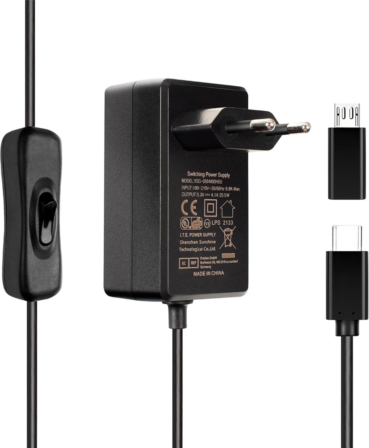 Miuzei Raspberry Pi 4 5 und 3 Netzteil 5V 4,1 A 20,5 W Adapter USB C ...