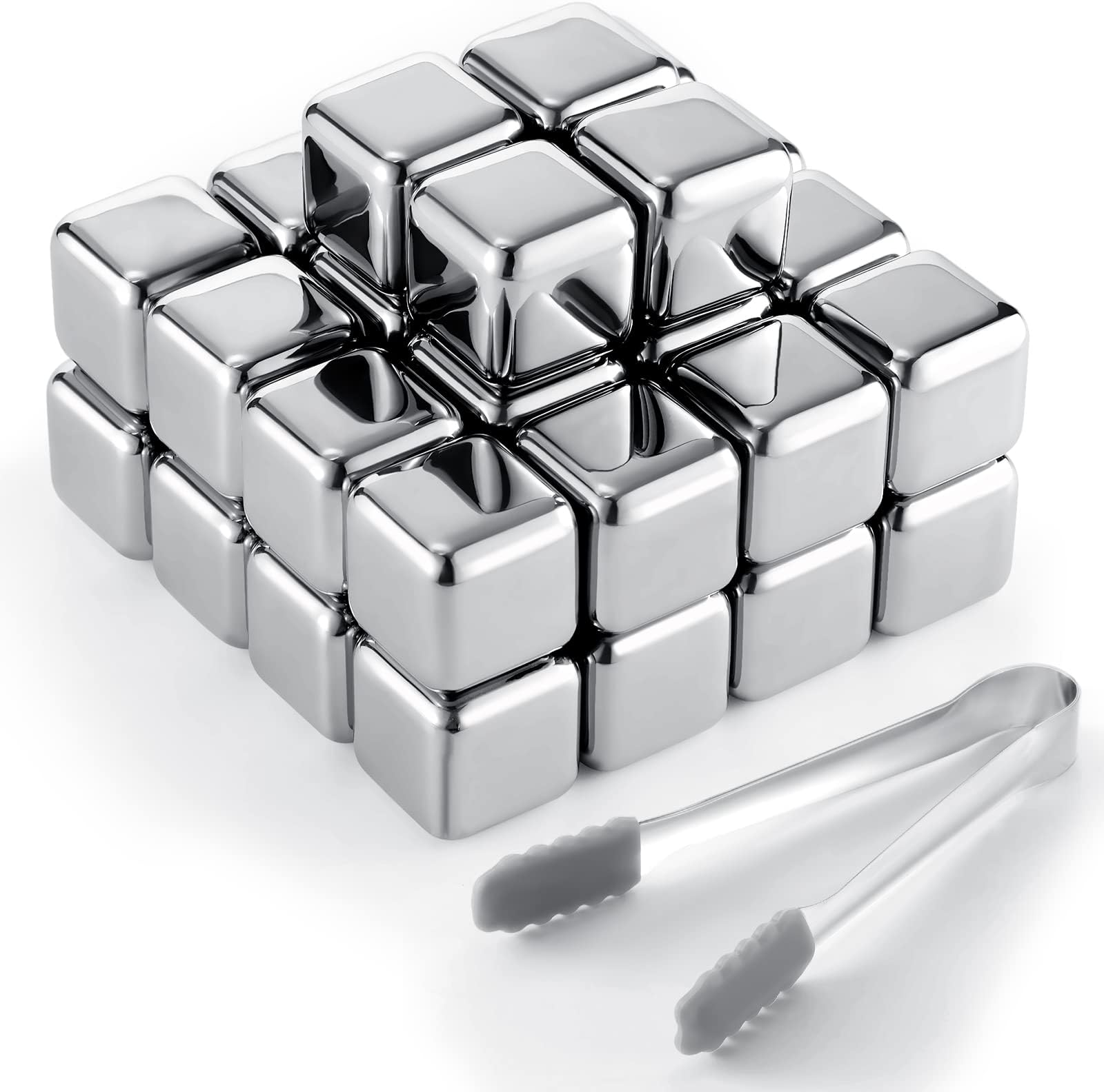 Amazon.com: Yexiya 60 Pcs Stainless Steel Ice Cubes with Ice Tongs ...