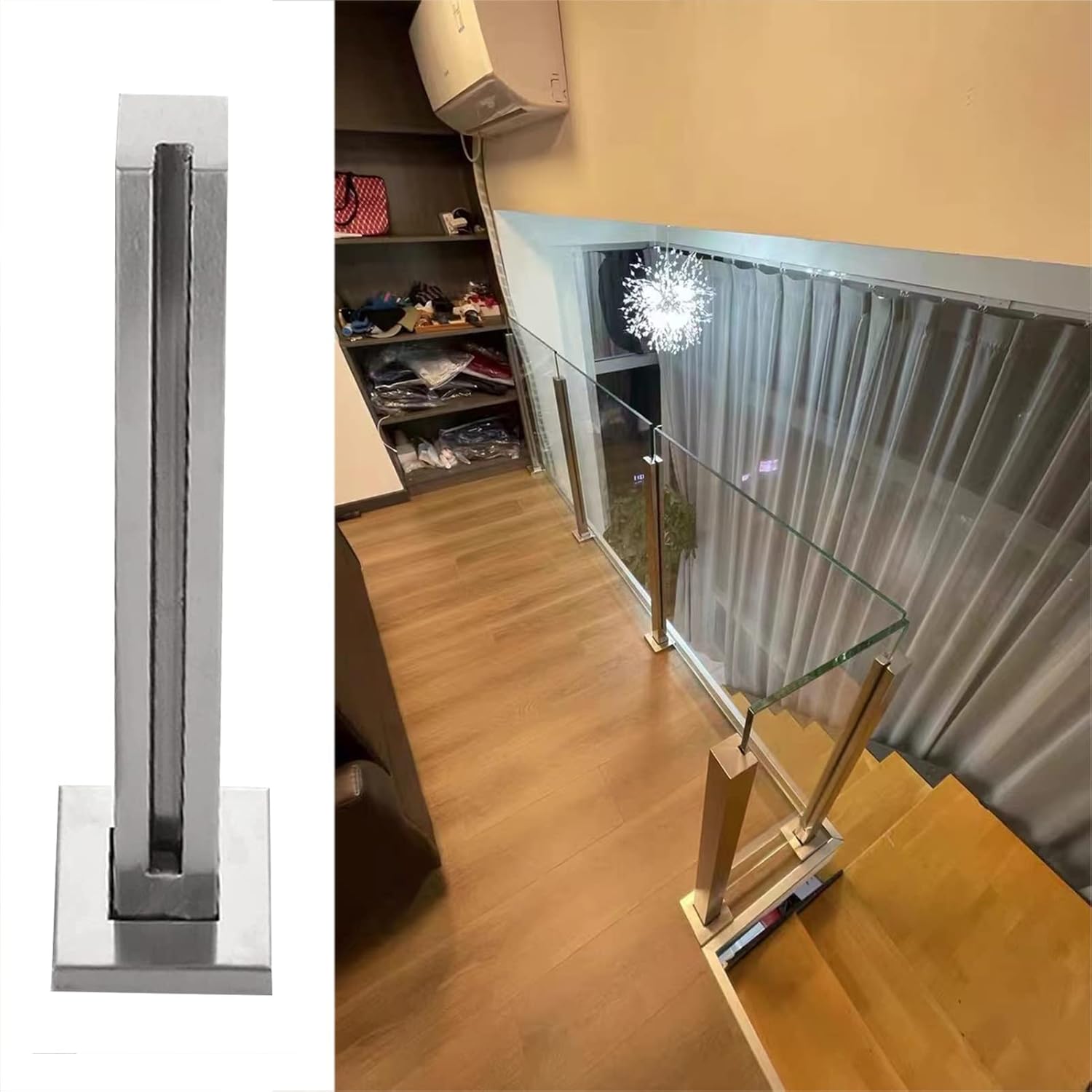 Amazon.com: HDYZJQ Indoor Platform Glass Railing System Silver, Square ...