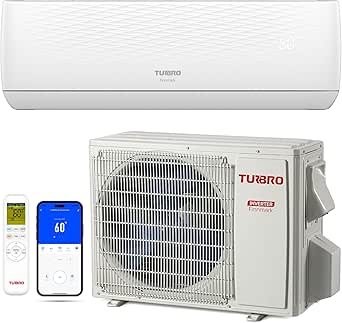 Amazon.com: TURBRO 9,000 BTU Ductless Mini Split AC with Heat Pump ...