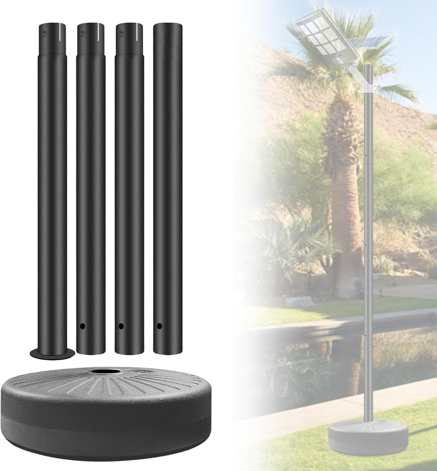 Yuccaliao Outdoor Light Pole with Fillable Base – Heavy Duty ...