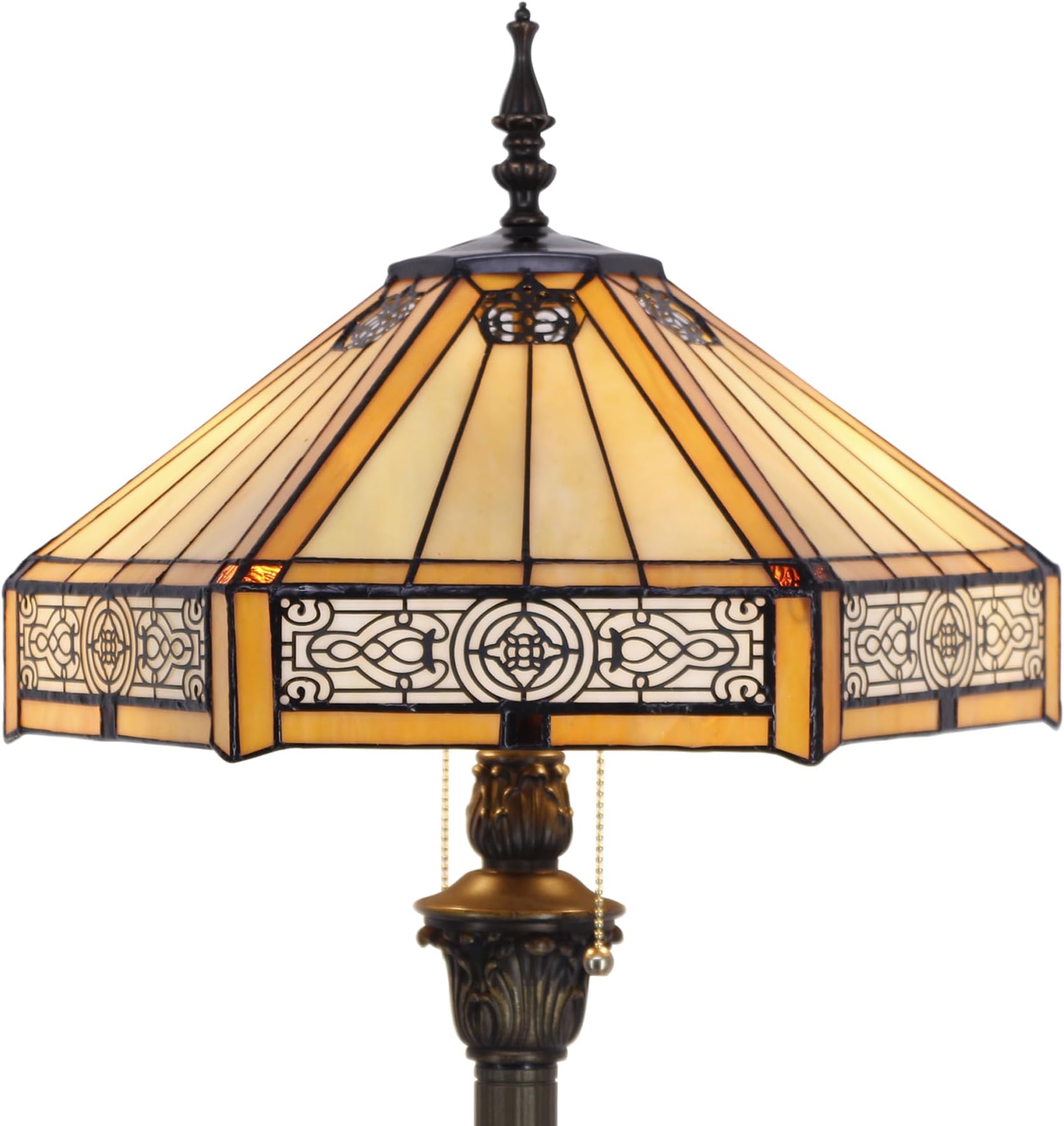 WERFACTORY Tiffany Floor Lamp Yellow Hexagon Stained Glass Mission ...