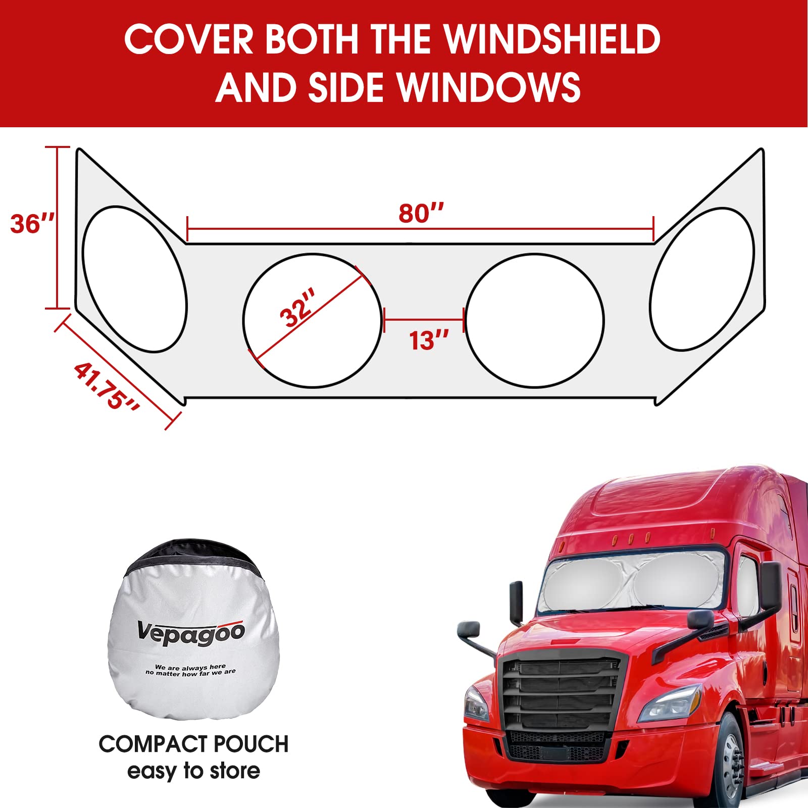 Snapklik.com : Semi-Truck Sun Shade For Windshield And Side Window, Sun ...