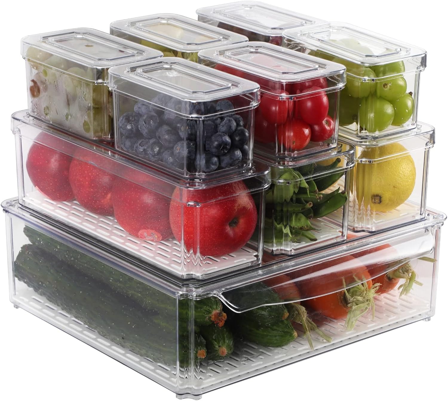 Amazon.com: Aoutrow 10 Pack Refrigerator Organizer Bins with Lids, 3 ...