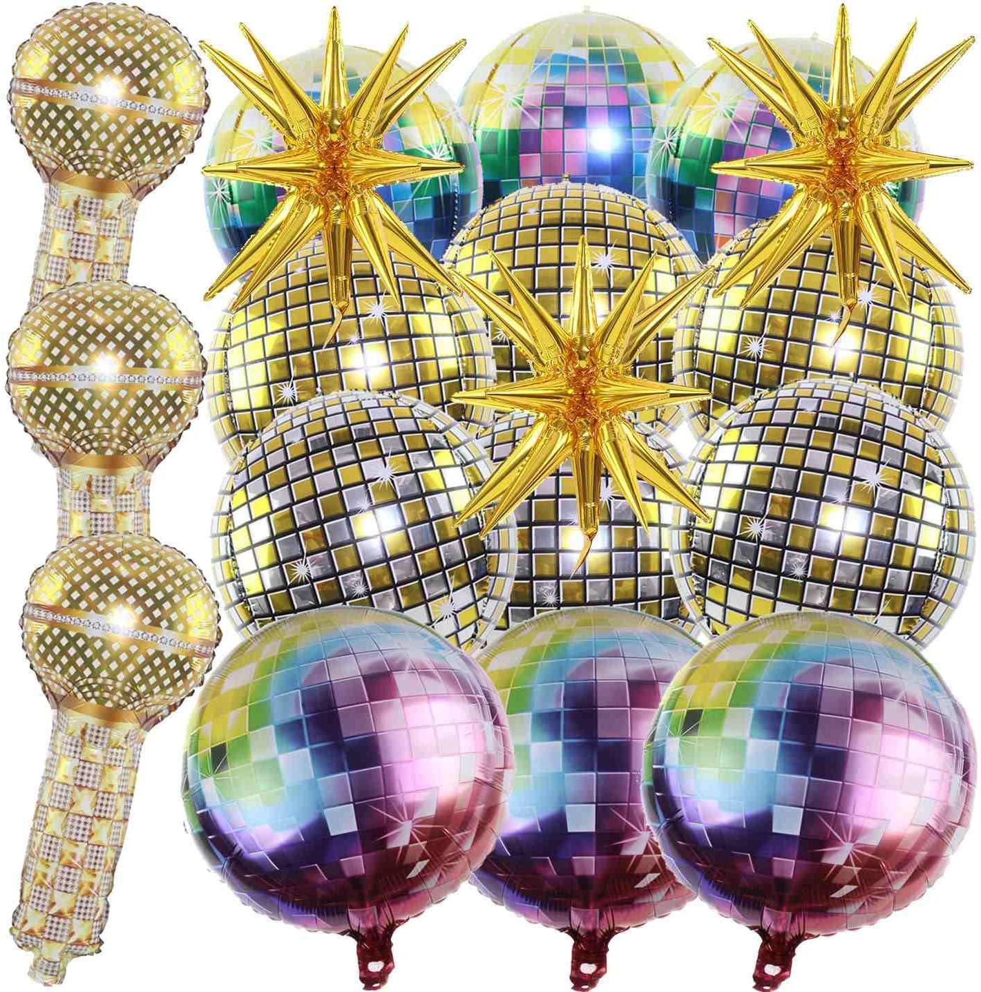 SIMIN 18 PCS Disco Ball Balloons, Huge Explosion Star Aluminum Foil ...