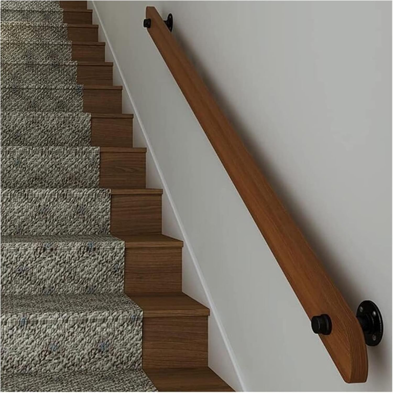 IXIETY Stair Banister Handrail, Wall Mounted Wooden Staircase Rail ...