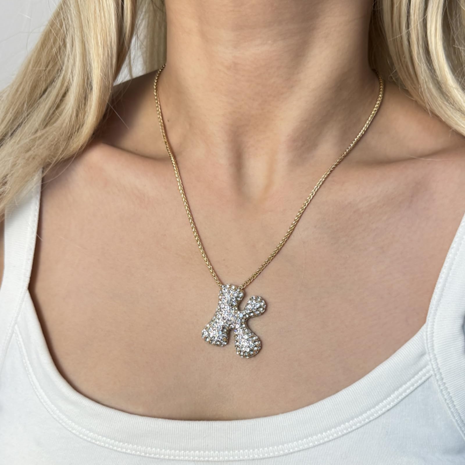 Snapklik.com : Bubble Letter Necklace Gold, Balloon Initial X Necklaces ...