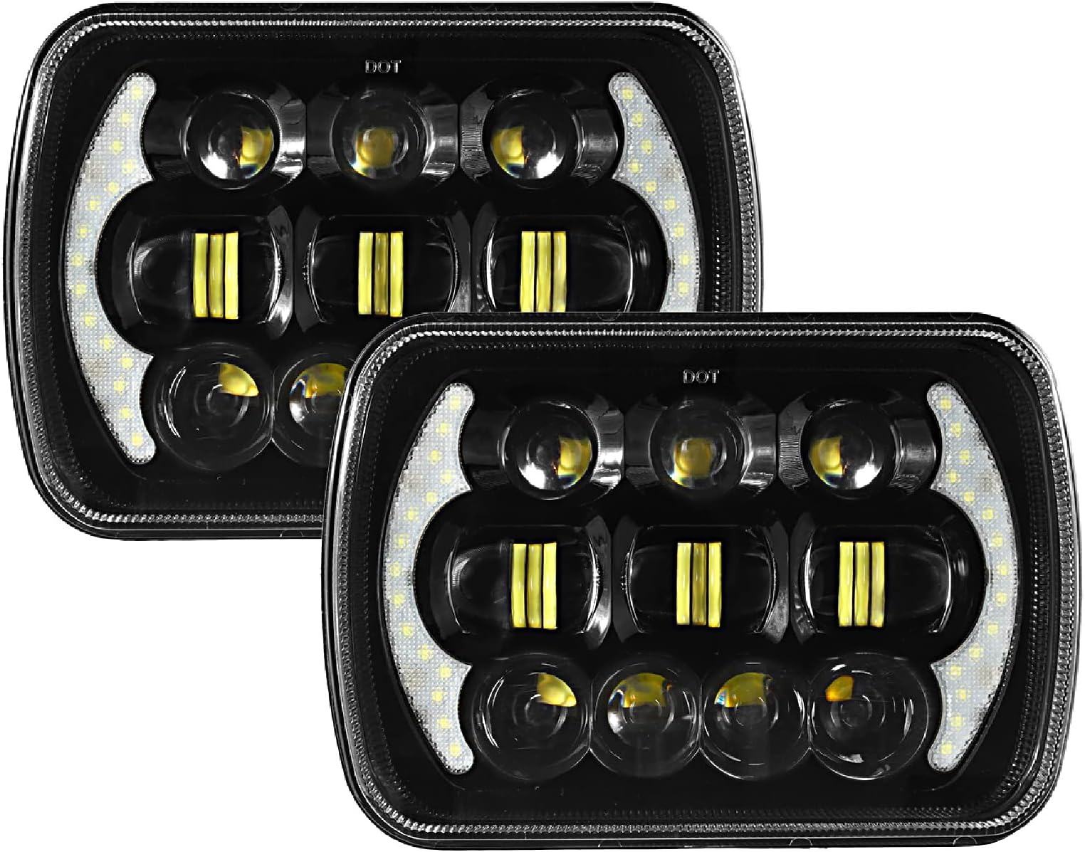 Amazon.com: V-Spec 2 pc LED 7x6 Premium Headlight Conversions Black ...