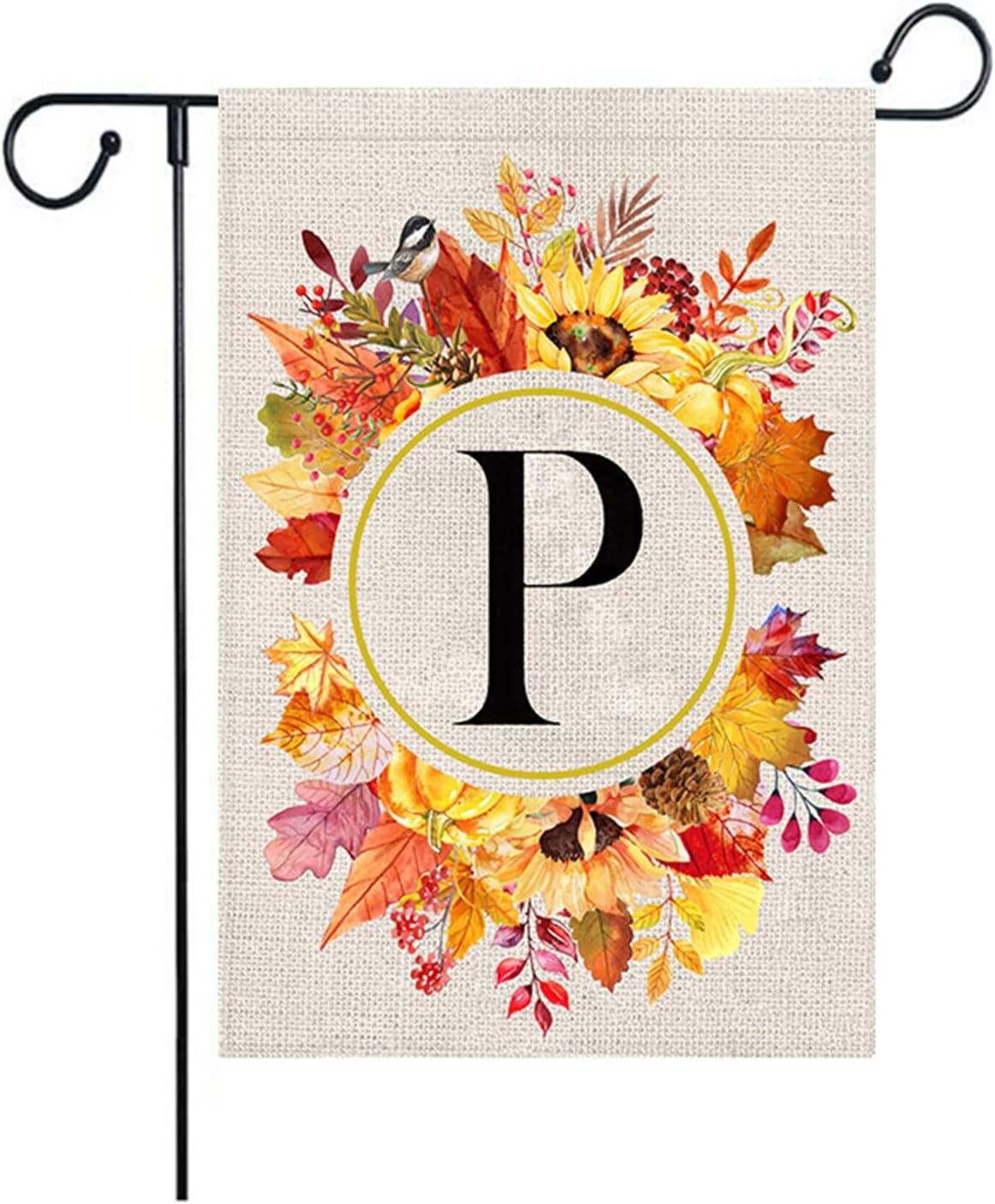 Amazon.com : mflagperft Fall Monogram Letter P Garden Flag 12x18 Double ...