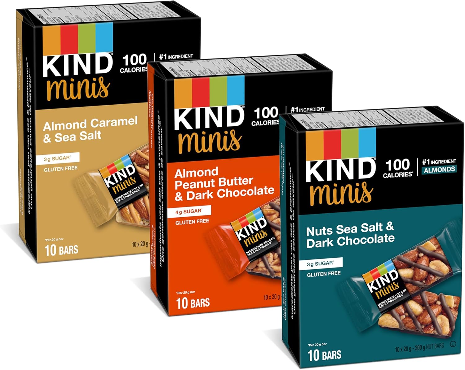 KIND Mini Snack Bars Variety Pack, Healthy Snacks, Gluten Free, Low ...