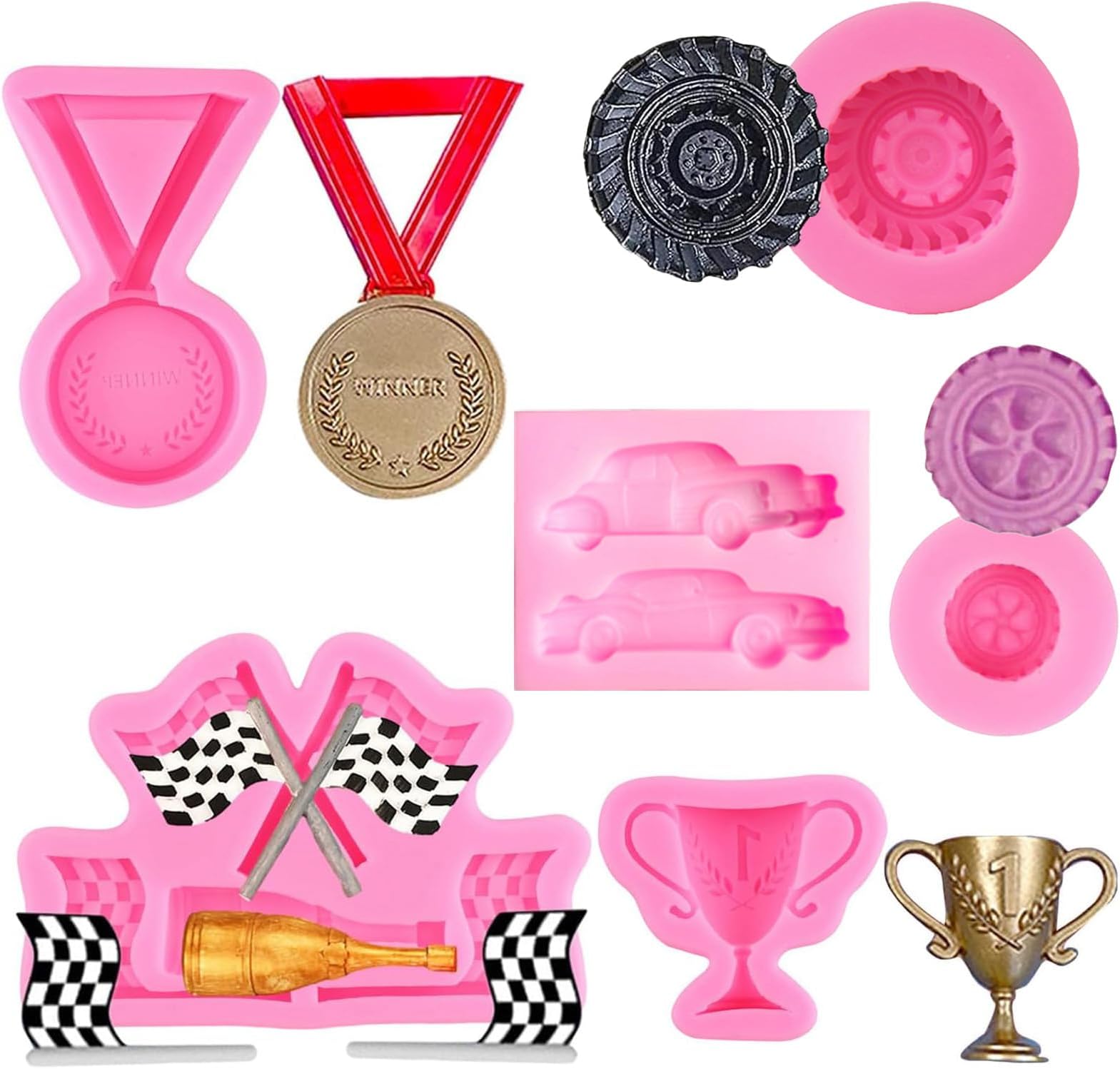 Amazon.com: Race Car Silicone Molds, 3D Round Tire Fondant Mold, Truck ...