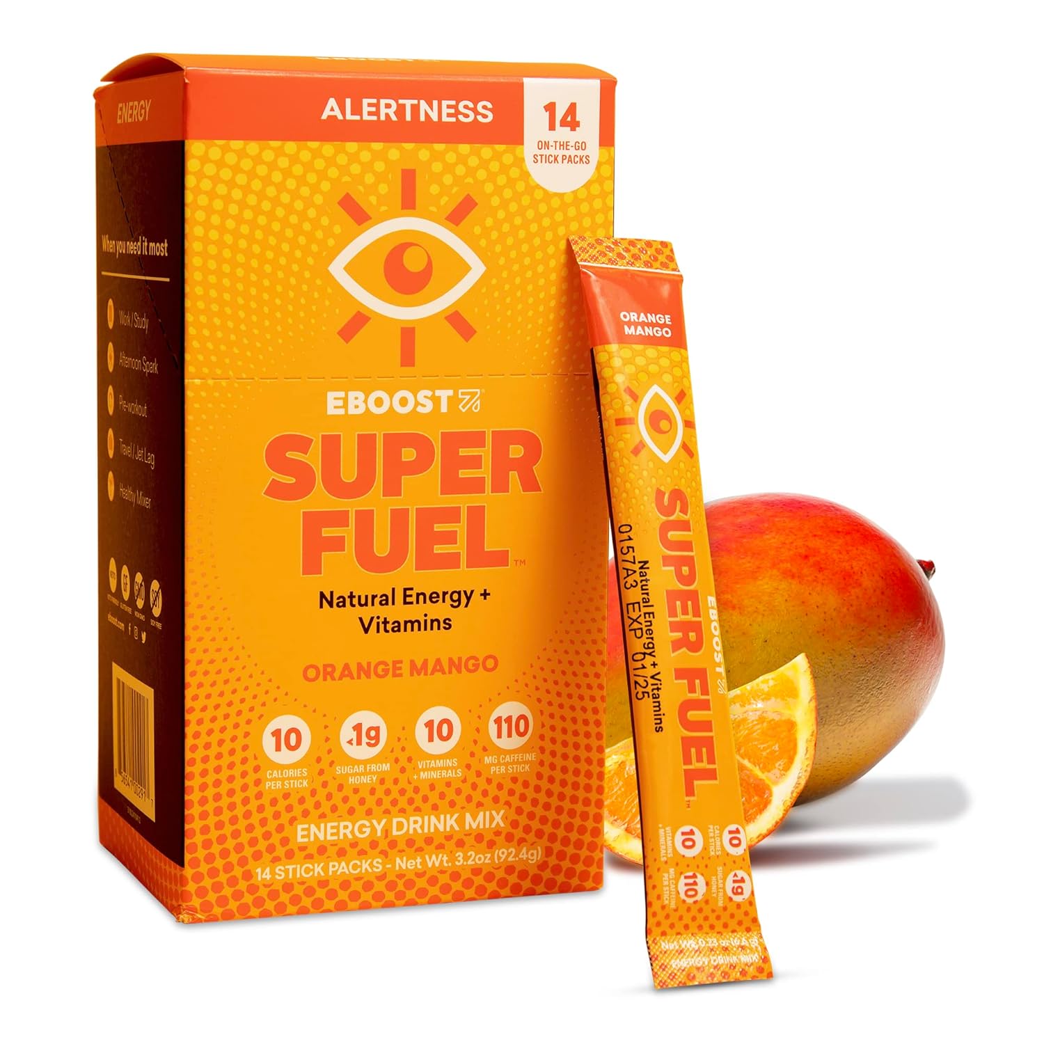 Amazon.com : EBOOST Energy Drink Powder, Super Fuel - Orange Mango, 14 ...