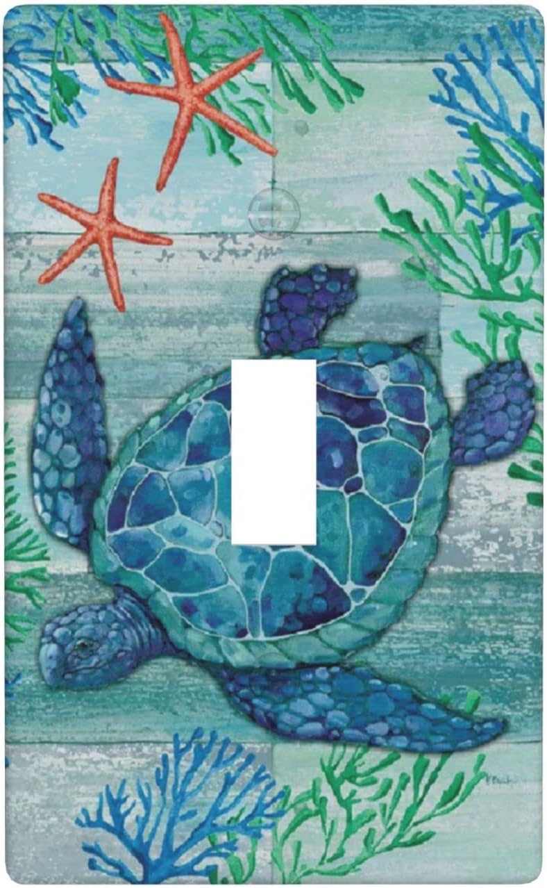 Nautical Duplex Outlet Receptacle (1 Gang) Wall Plate with Sea Turtle ...