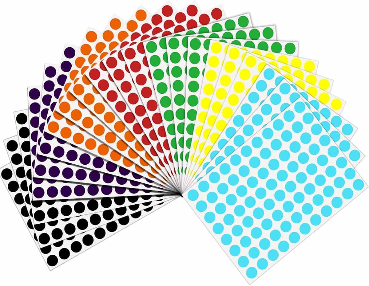 Amazon.com : 1470 Pack Color Coding Circle Dots Stickers: 21 Sheets, 3/ ...