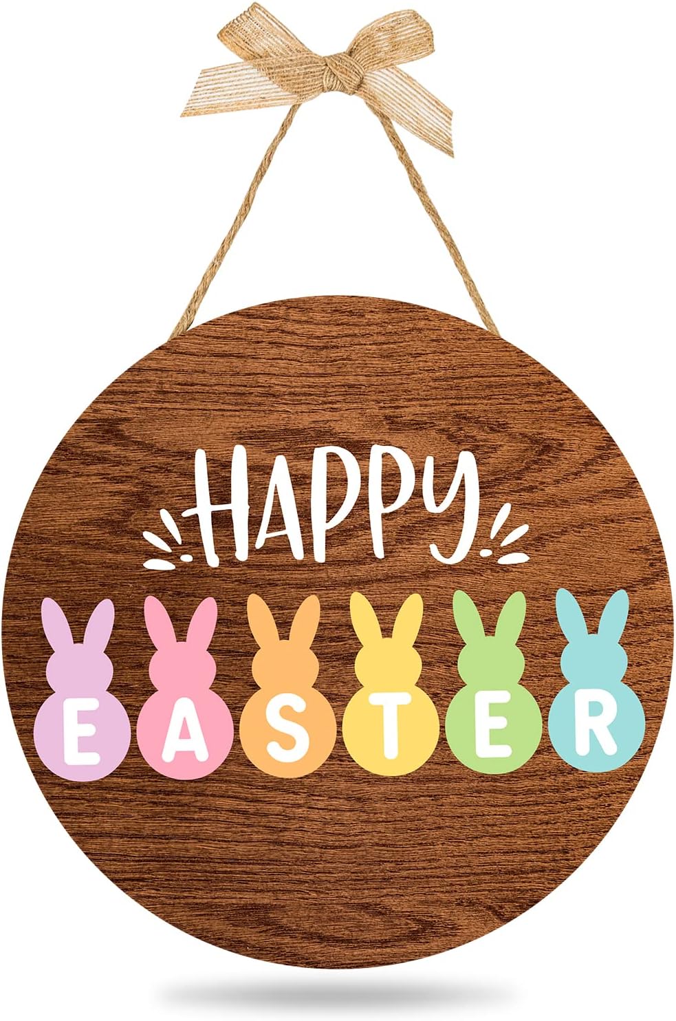 Amazon.com: Whaline Happy Easter Wooden Hanging Sign Colorful Bunny ...