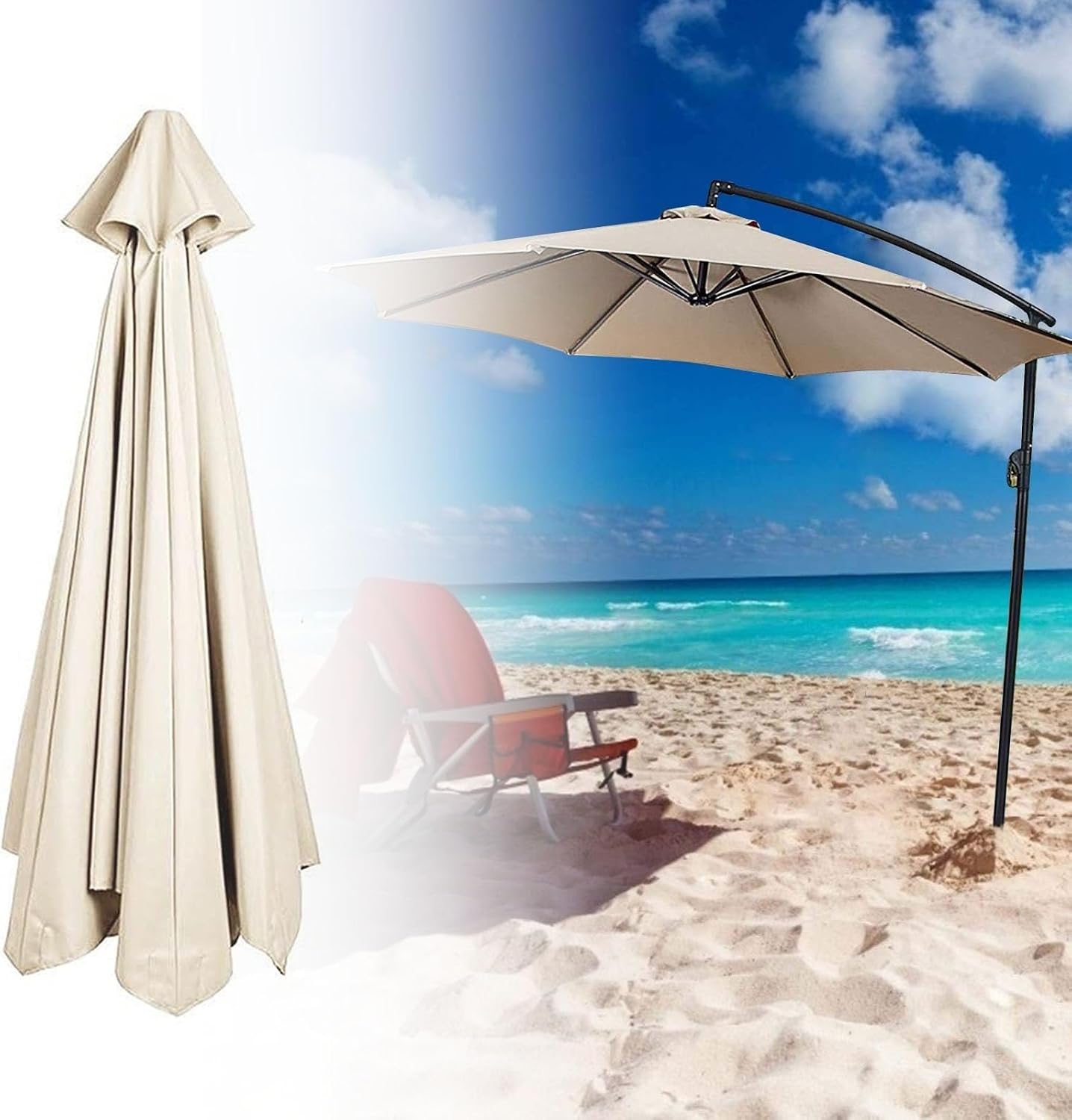 Amazon.com: Replacement Parasol Fabric Cover, 200cm/270cm/300cm Sun ...