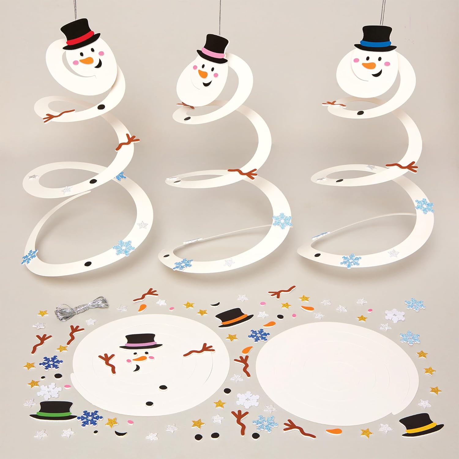 Baker Ross FX865 Snowman Spiral Decoration Kits - Pack of 8, Christmas ...