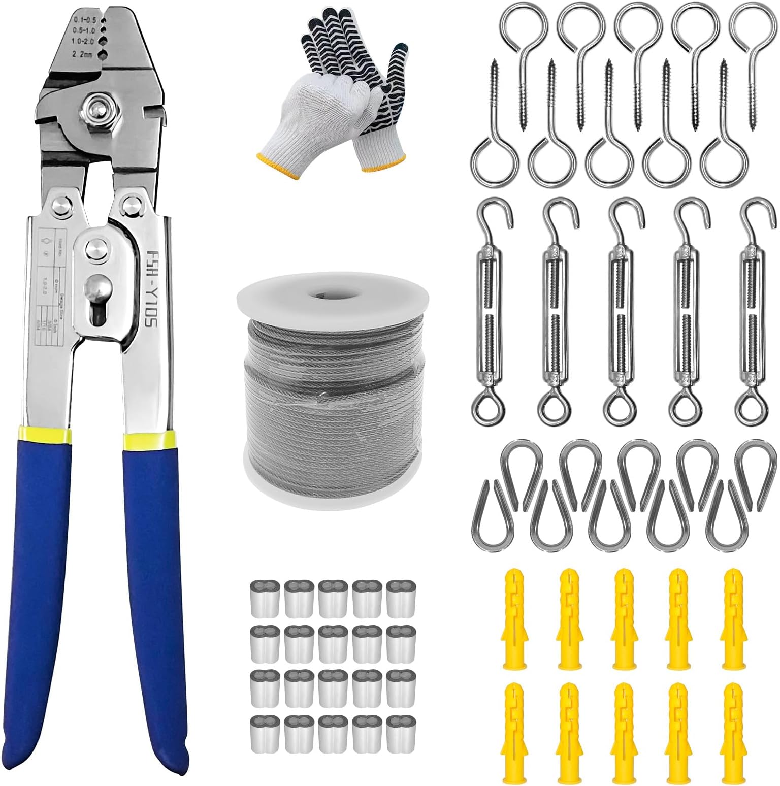 Wire Rope Crimping Tool Stainless Steel Wire Rope Sleeve Crimper Loop ...
