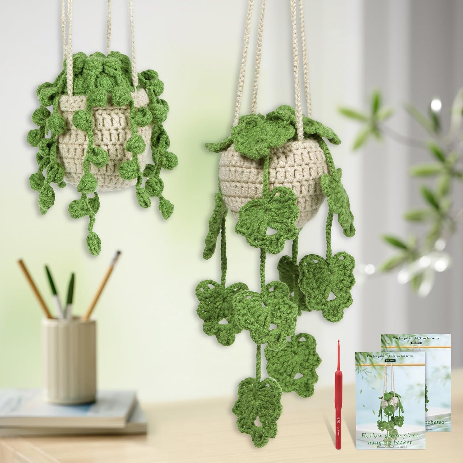 Amazon.com: kdafio Crochet Kit for Beginners, 2PC Hanging Potted Plants ...
