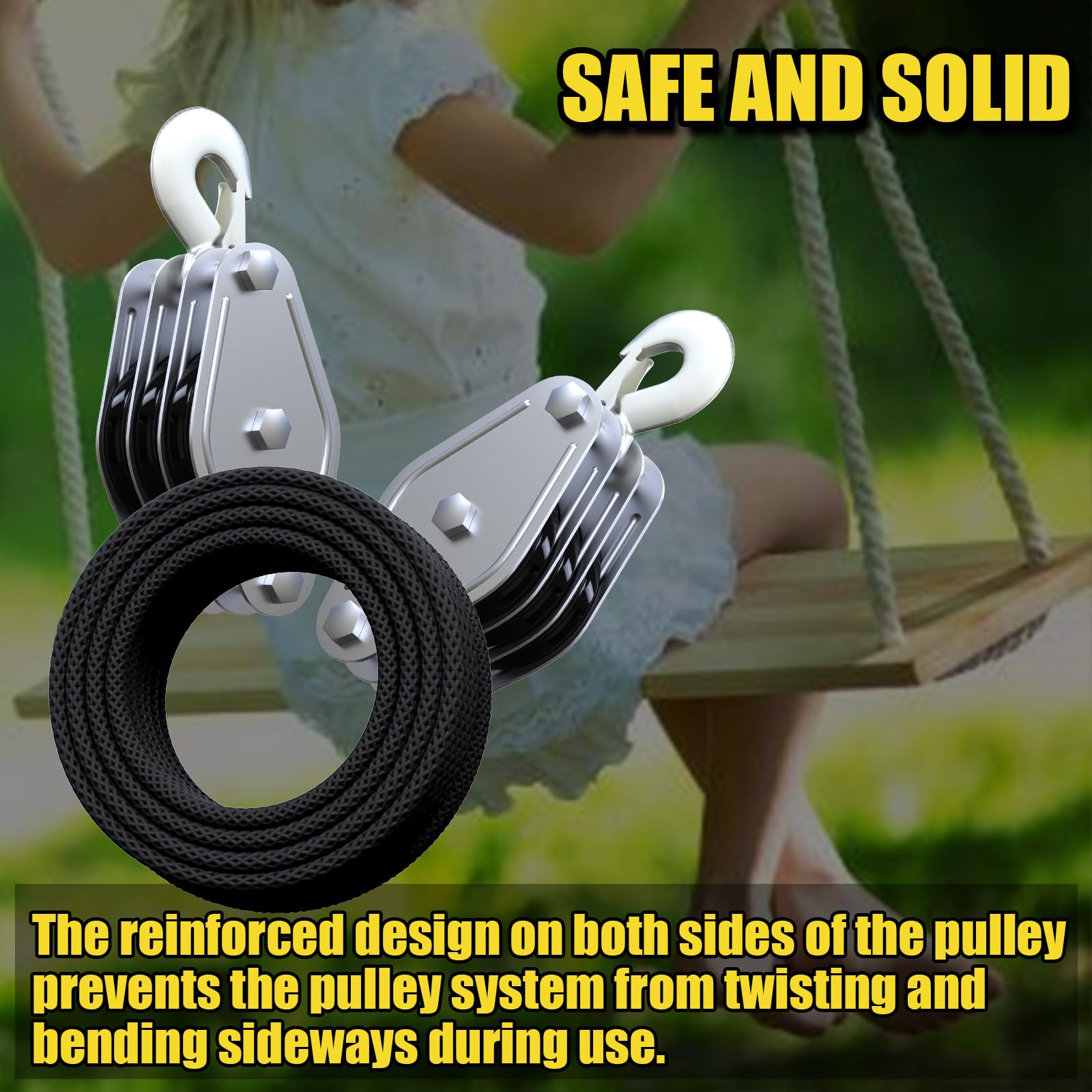 Pulley Rope Rope Pulley Hoist, 2200 Lbs Breaking Strength Block And ...