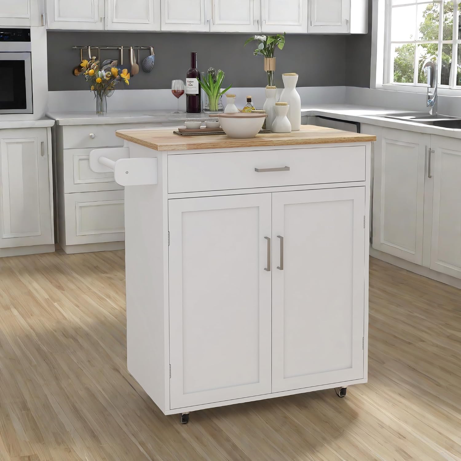 NicBex Farmhouse Kitchen Island Mobile Kitchen Nepal | Ubuy