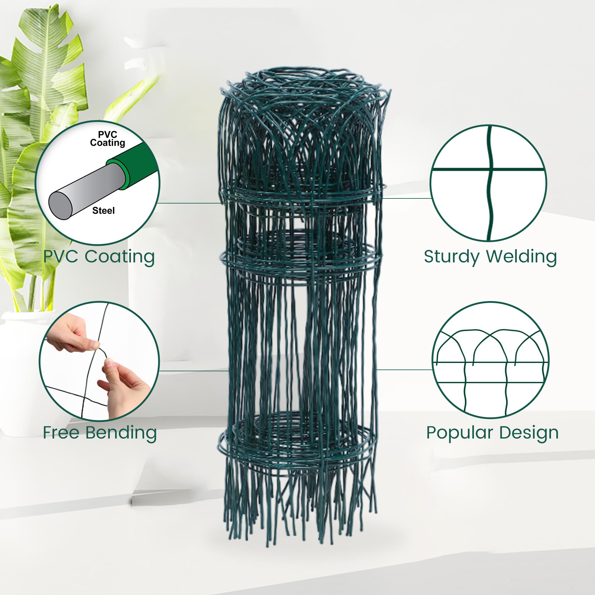 Snapklik.com : 2 Rolls Green Garden Fence Border, 14 In X 40 Ft Metal ...