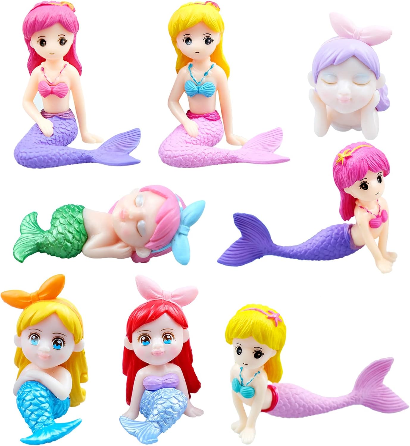 8 Pcs Mermaid Doll Cake Topper Kids Cupcake Toppers Birthday Topper ...