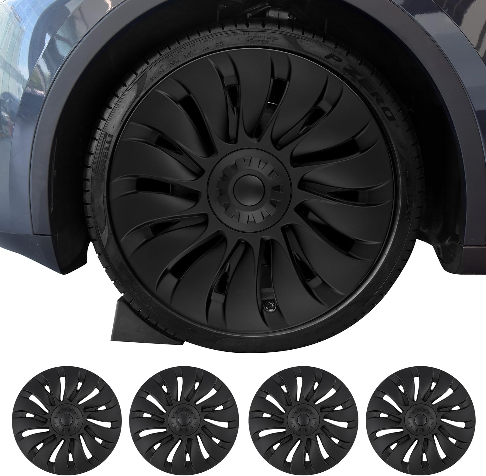 Amazon.com: Tesla Model Y 19" Wheel Covers - Matte Black ABS Hubcaps ...