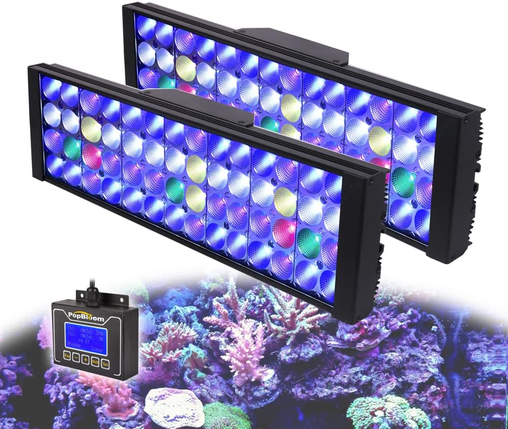 Amazon.com: PopBloom T40 Saltwater Aquarium LED Reef Light, 2 Lights ...