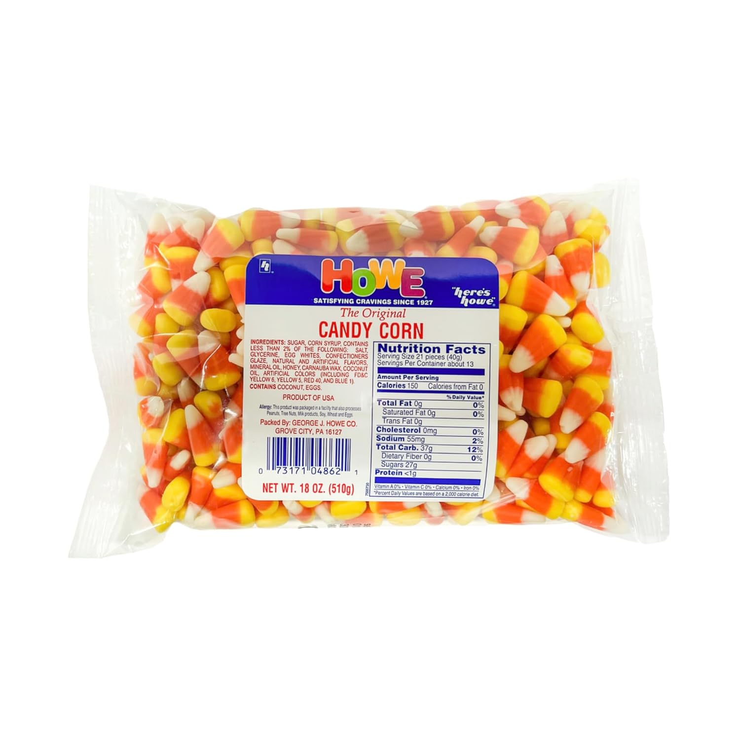 Amazon.com : Howe Candy Corn, Candy Corn 18 oz Bag : Grocery & Gourmet Food