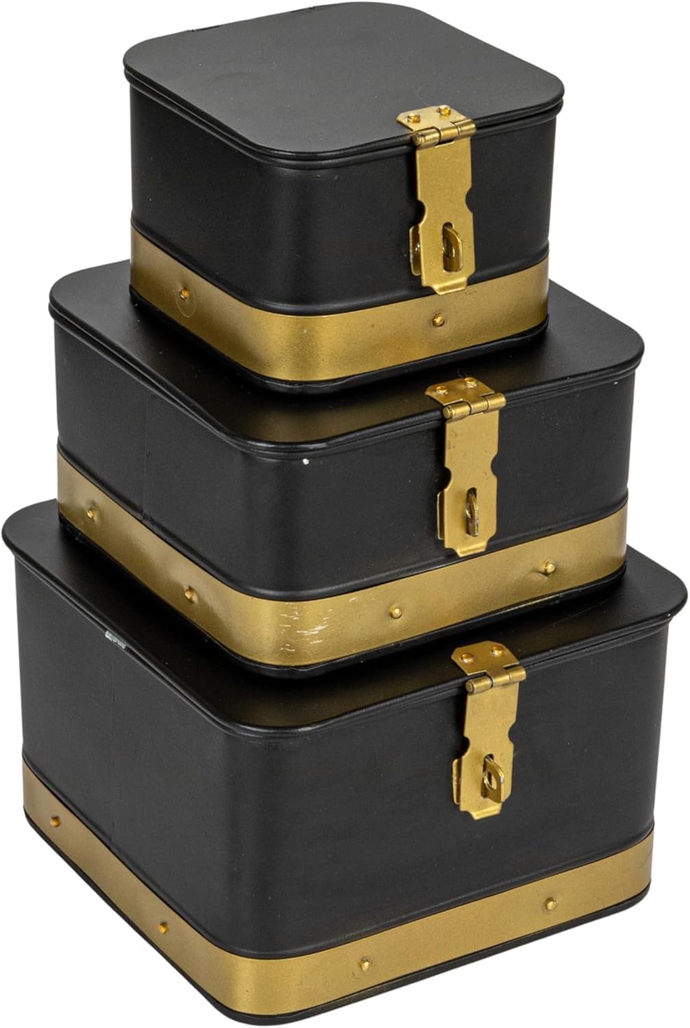 Amazon.com: Creative Co-Op Nestable Square Metal Storage Boxes with ...