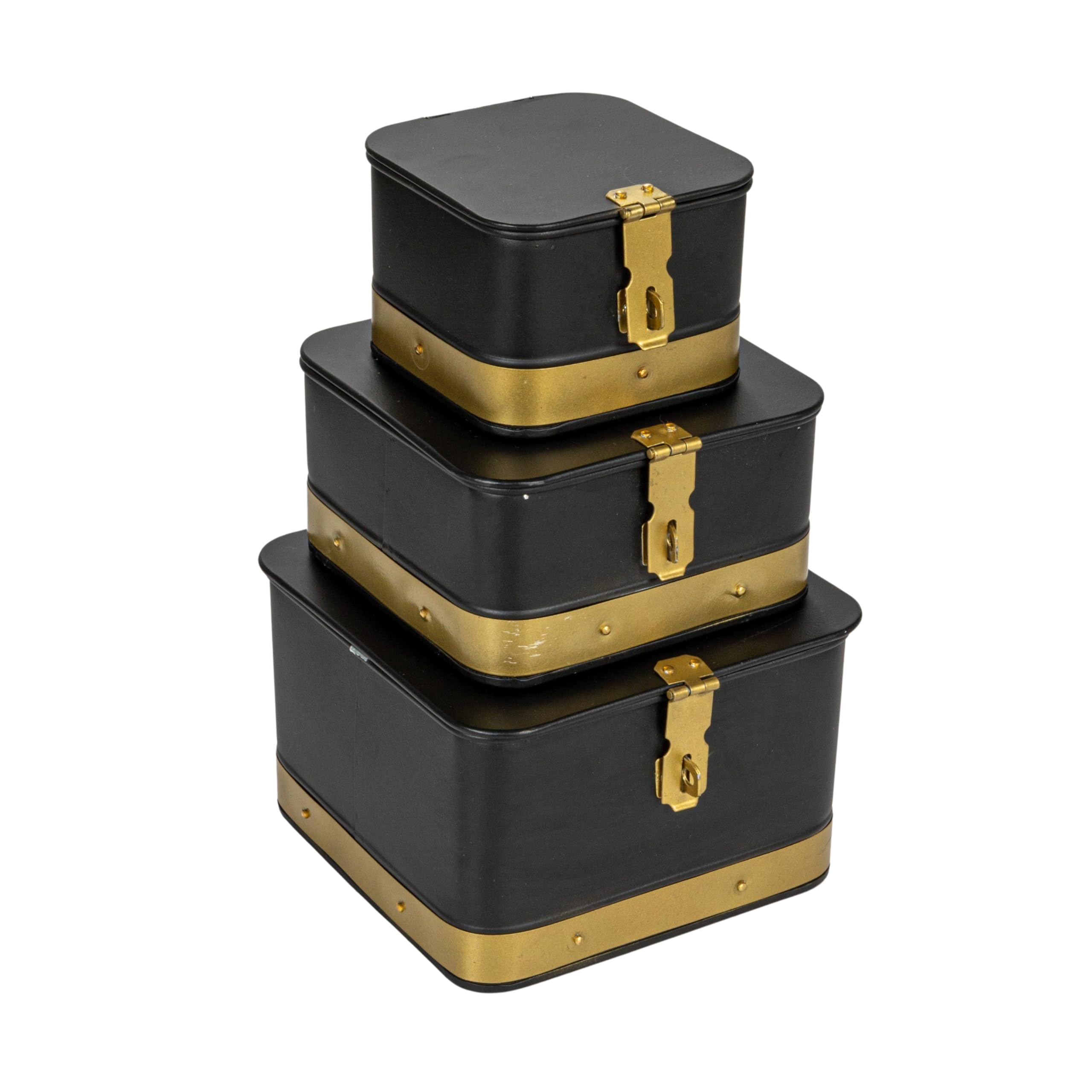 Amazon.com: Creative Co-Op Nestable Square Metal Storage Boxes with ...