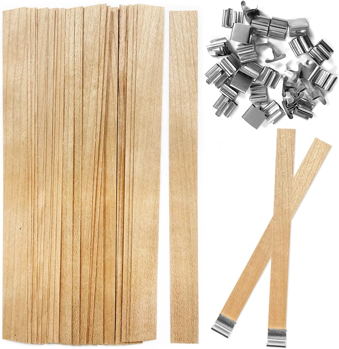 Wood Candle Wicks, 30 Pcs Natural Wooden Candle Wicks with Iron Stand ...